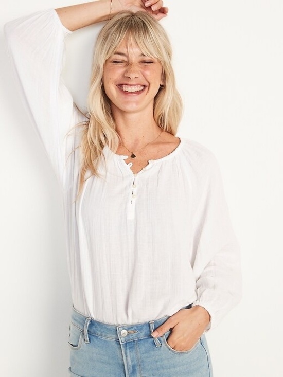 Old Navy | Tops | Nwt Old Navy Shirred Doubleweave Blouse Size Xxl 2 ...
